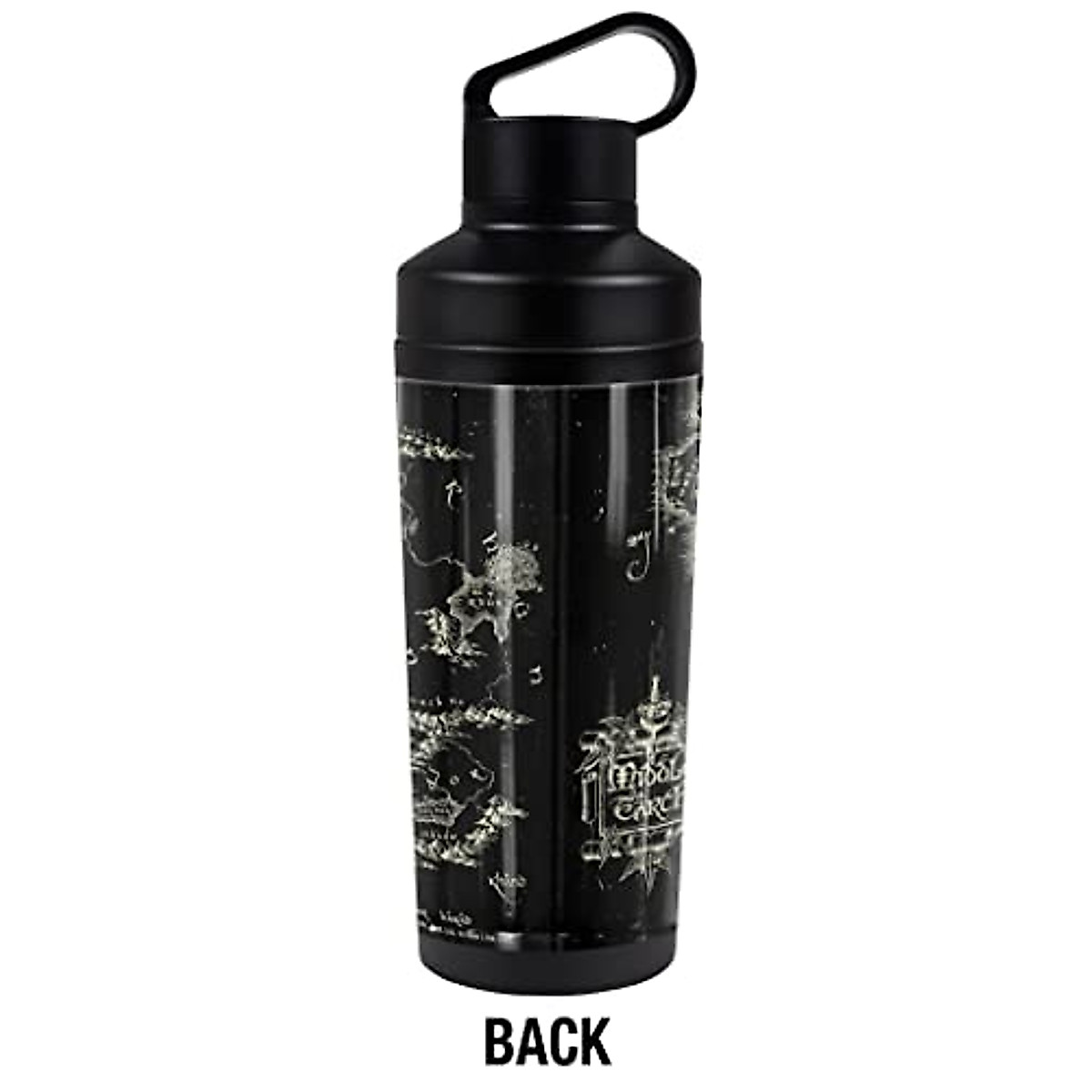 Lord Of The Rings - Logo OFFICIAL Map Of Me 18 oz Insulated Water Bottle, Leak Resistant, Vacuum Insulated Stainless Steel with 2-in-1 Loop Cap