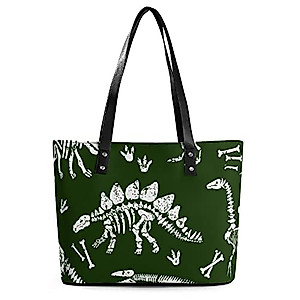 Womens Handbag Dinosaurs Skeleton Leather Tote Bag Top Handle Satchel Bags For Lady