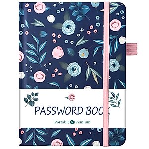 Password Book - Password Book With Alphabetical Tabs, 5.1'' X 6.8'' Small Password Book Keeper, Password Notebook With Elaastic Clourse, Inner Pocket, Penloop, For Website, Username