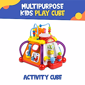 Toysery Baby Activity Center – Toddler Kids Learning & Skill Development Cube with Lights & Music. Enhance Skill Development with a 15 in 1 Game Functions Toy