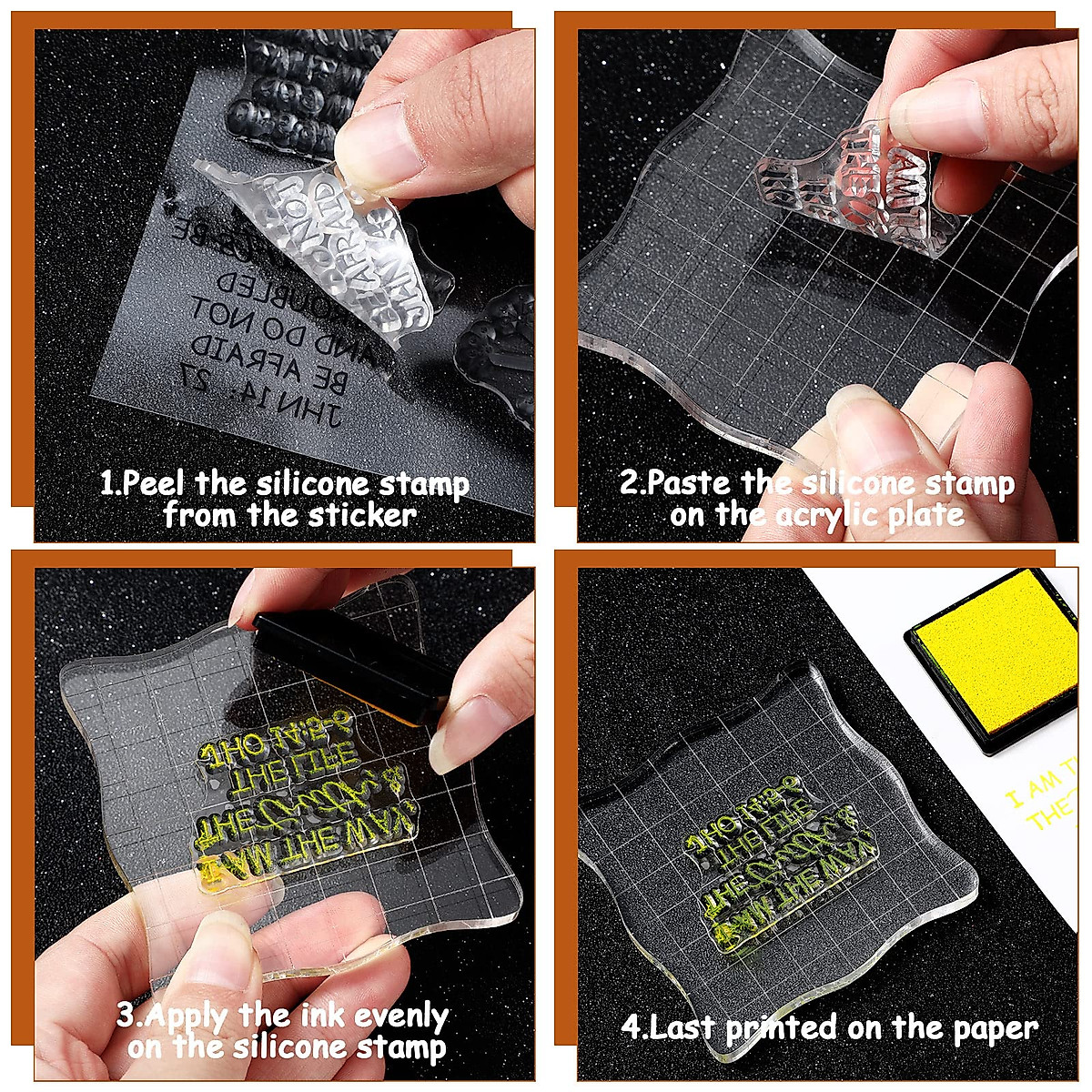 4 Sheets Stamps for Crafting Bible Verse Clear Stamps Set Acrylic Making Christian Scrapbooking Stamp Rubber 2 Pieces Blocks Tools with Grid Lines for DIY Scrapbooking Making(Classic Style)