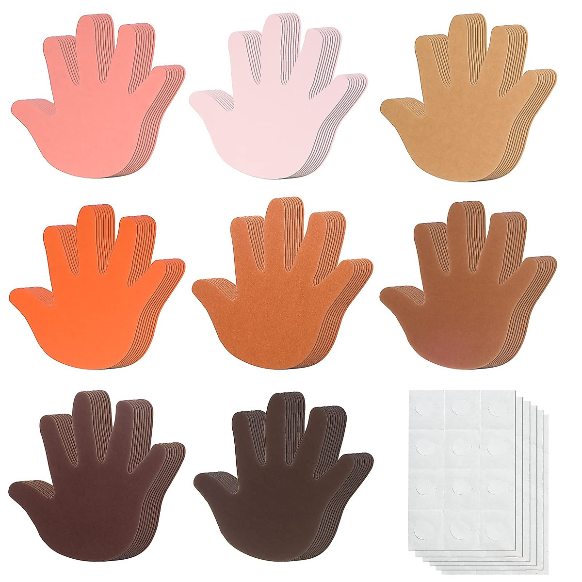 72 Pieces Hand Cutouts Paper Skin Tone Handprint Accents Hand Shaped Cut Out Cardstock Bulletin Board Classroom Decoration for Teacher Student Back to School Party