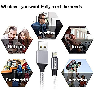 [Apple MFi Certified] 5Pack(3/3/6/6/10FT) iPhone Charger Nylon Braided Fast Charging Lightning Cable Compatible iPhone 14Pro/14/13Pro/13/12Pro/12/11and More-Silver&White