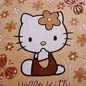 Blanket Cartoon Kitty Printing Throw Blanket Soft Cover Flannel Cozy Plush Fleece Blanket for Boys Girls Kids Toddler Baby (Larqe(55 in x 39 in))…… (Brown)…