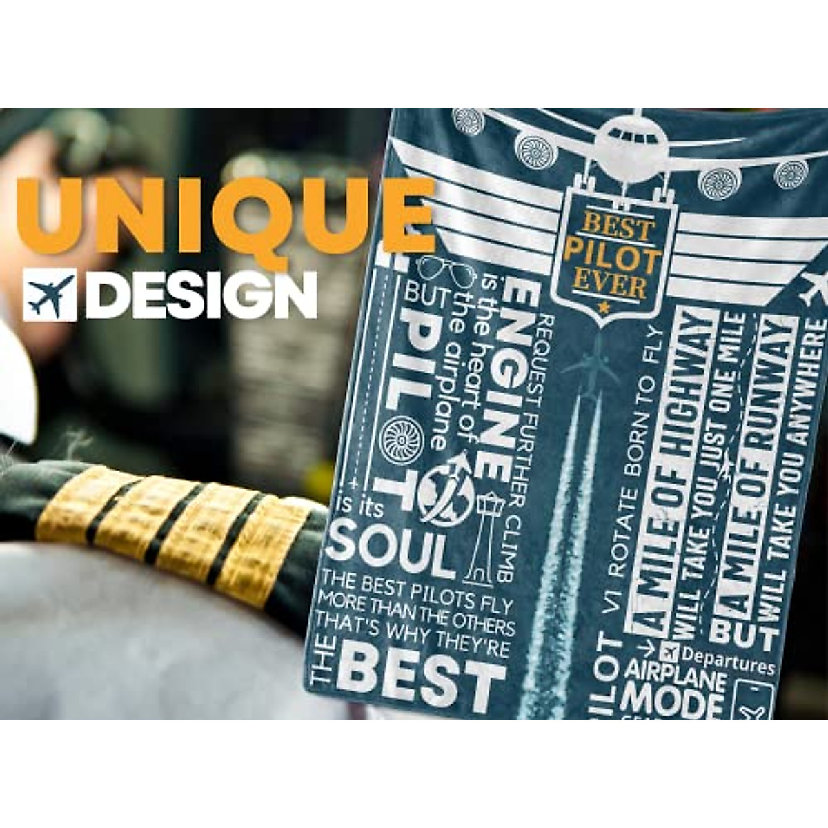 InnoBeta Pilot Gifts Aviation Men, Aviation Gifts Idea, Aviator Flannel Throw Blanket, Inspirational Encouragement Gifts for Best Pilot Ever, 50" x 65"