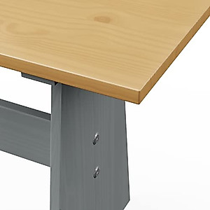 Urban Home Furniture Chapman 2 Tone Natural/Grey Solid Wood Corner Dining Set, Reversible Breakfast Nook