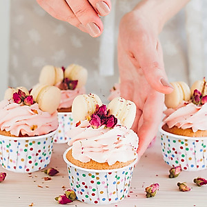 Cabilock 100Pcs Paper Ice Cream Cups Disposable Dessert Bowls with Dots Paper Cake Baking Cup Party Supplies