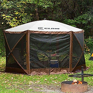 CLAM Pop Up Screen Tent, Outdoor Camping Gazebo Canopy, Escape, 11.5', Brown