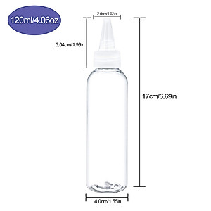 Trendbox 4oz Clear Plastic Bottles Applicator with Twist Top Cap BPA-Free for Hair Oils and Liquids 24 Pack with 24pcs Labels