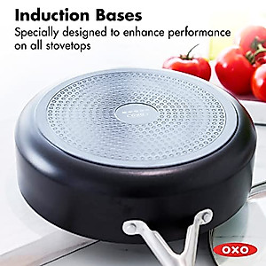 OXO Agility Series 5QT Saute Pan with Lid, Ceramic Nonstick Cookware PFAS-Free, Induction Suitable, Quick Even Heating, Stainless Steel Handles, Chip-Free Rims, Dishwasher and Oven Safe, Black