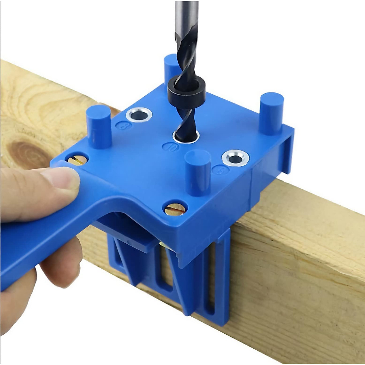8PCS Woodworking Dowel Jig Kit Handheld Woodworking Doweling Jig Straight Hole Puncher fits 6/8/10mm Drill Guide