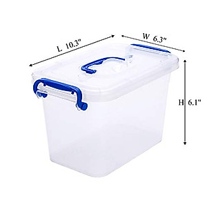 ZHENFAN Clear Storage Latch Box, 4.5 Quart Plastic Storage Bin with Locking Lids and Handle, 6-Pack