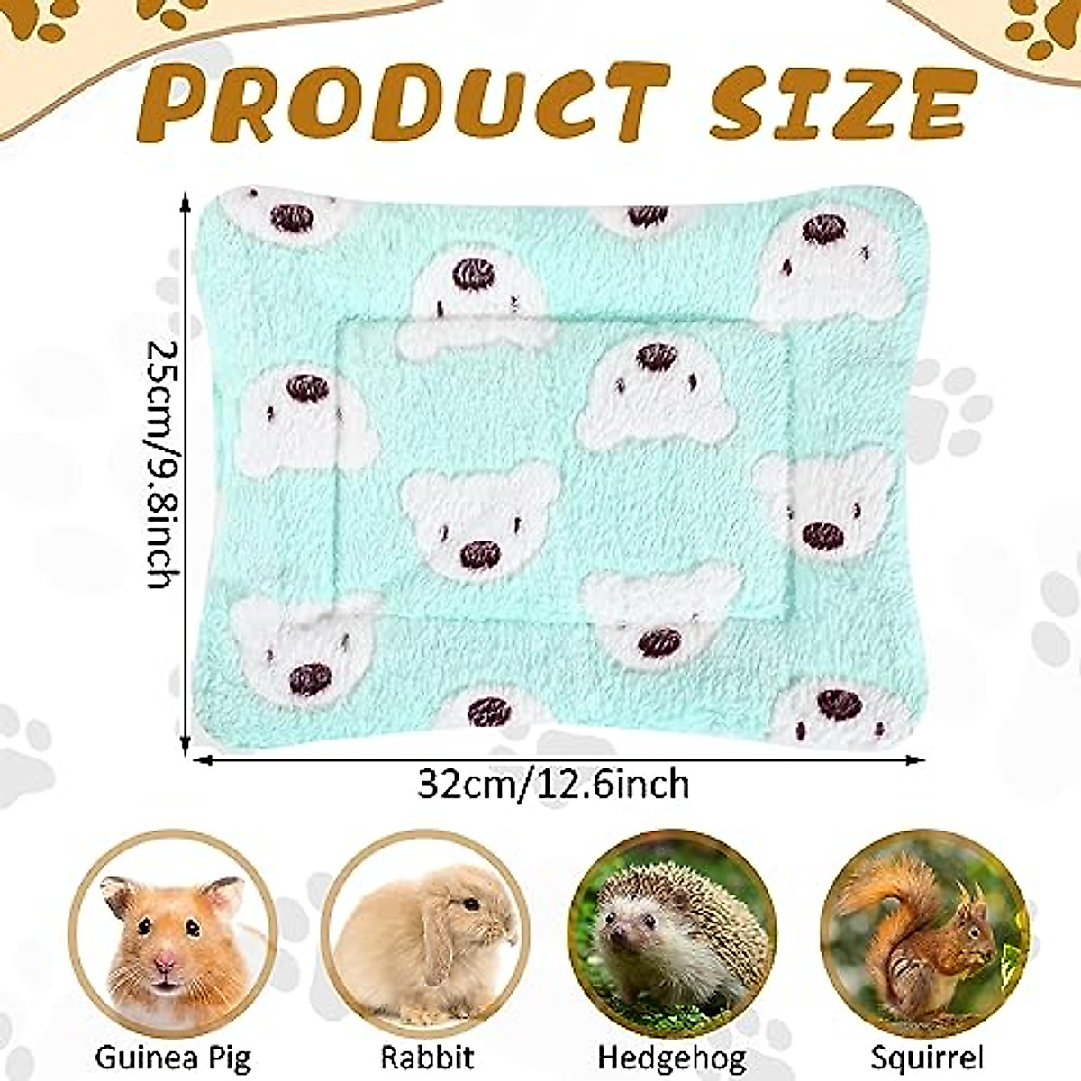 Tuanse 4 Pack Guinea Pig Bed Mat Bedding Rabbit Winter Bed Pad for Indoor Warm Small Animal Mattres Fleece Sleeping Pad for Hedgehogs Bunny Ferrets Hamster(Bear,13 x 10 Inch)