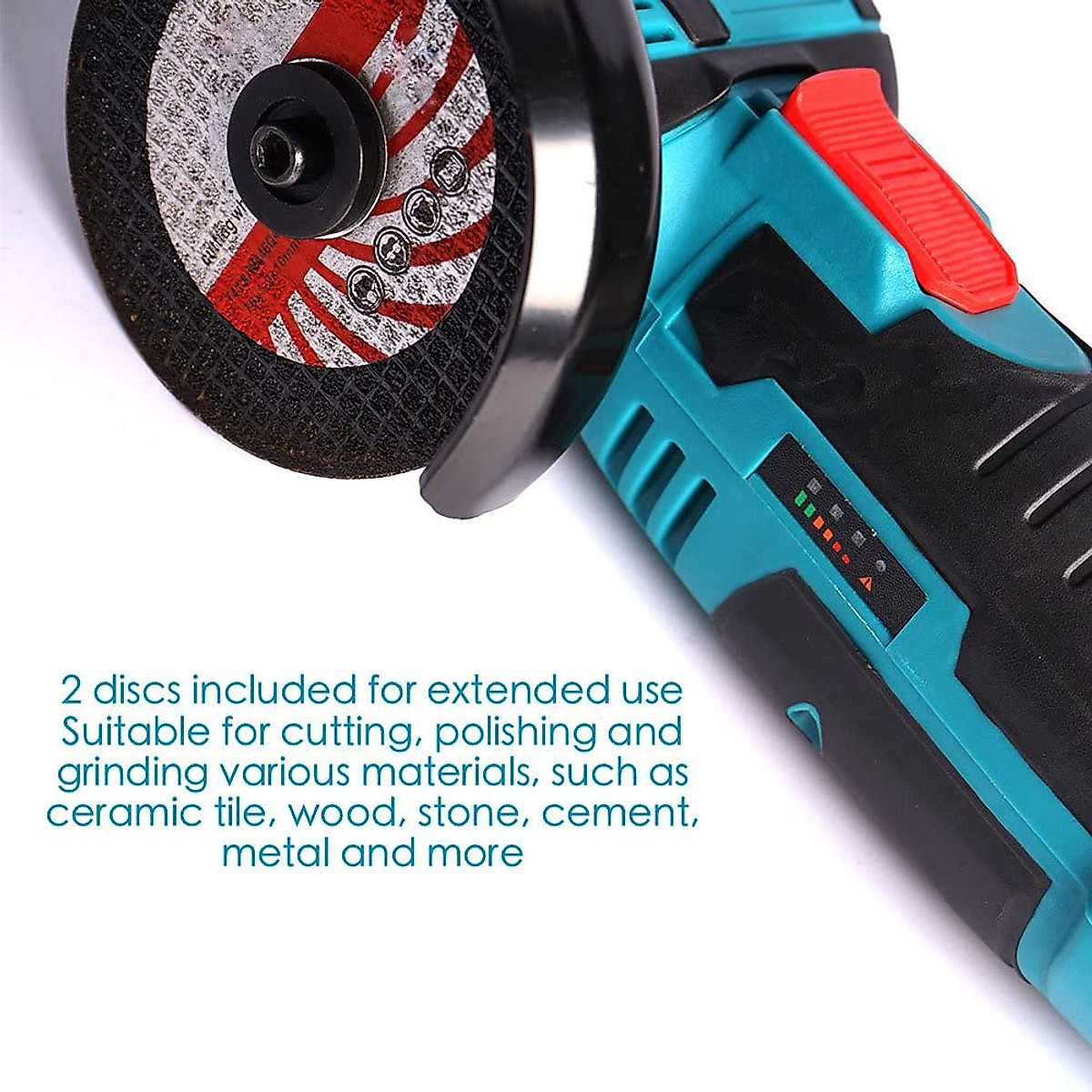 Angle Grinder 3” Grinders Power Tools 12 V Cordless Electric Grinder Handheld Grinding Machine with 2x Cutting Disc 2x Battery for Cutting Polishing Grinding Tile Wood Stone Metal