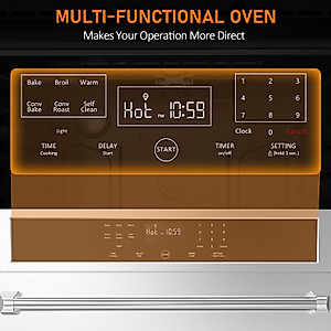 Hipicute 30 inch Electric Single Wall Oven with Convection Fan Touch Control, Large Oven Capacity, 360° Rotisserie, Fingerprint Resistant Stainless Steel
