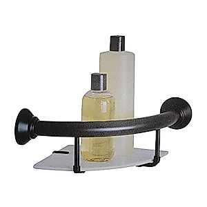 Better Homes & Gardens Matte Black Corner Assist Bar with Marble Acrylic Shelf
