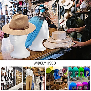 E ELAINFIA 3 Pack White Foam Display Mannequin Head - Portable Wig Display Stand Fashion Foam Mannequin Wig Stand Stable Round Base Suitable for Salon,display Hair, Hats and Hairpieces