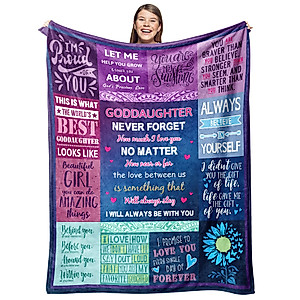 Gevuto Goddaughter Gifts Blanket, Goddaughter Gifts from Godmother, Christmas/Birthday Gifts for Goddaughter, Baptism Gifts for Girl, First 1st Communion Gifts for Girls Throw 50" X 60"