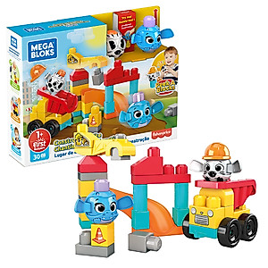 Mega Bloks Peek A Blocks Construction Site, Building Toys for Toddlers (30 Pieces)