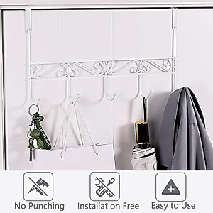 qczoyp Over The Door Hooks - Towel Rack Coat Rack, Heavy Duty Towel Hooks for Bathrooms, Clothes, Belt, Robes, Door Hanger Hook - 5 Hooks