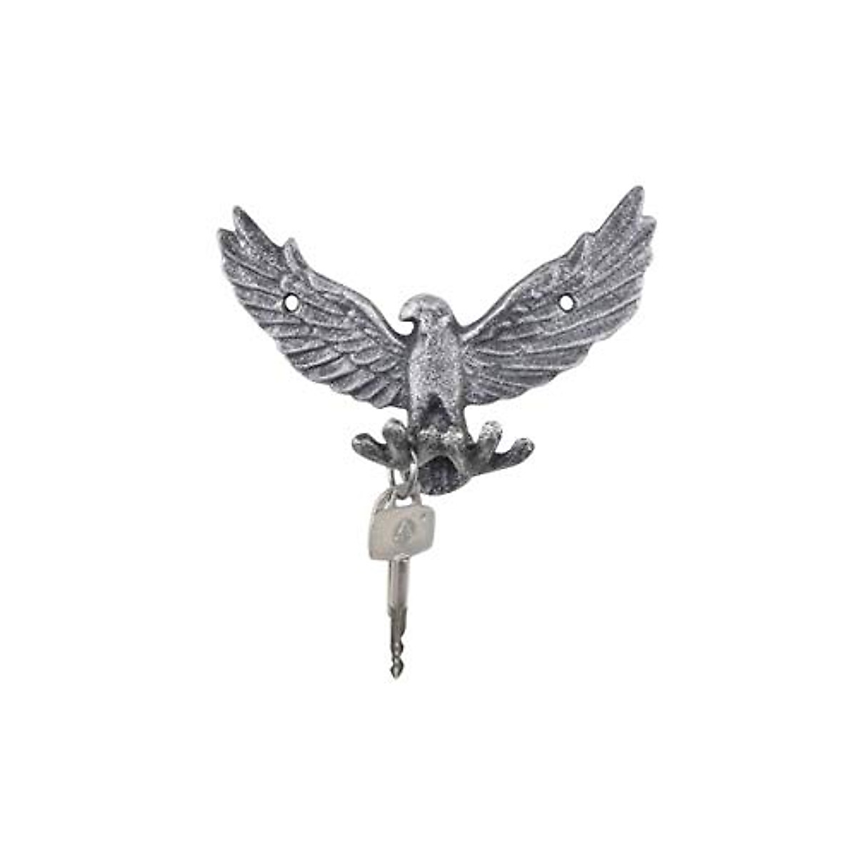 Handcrafted Nautical Decor Rustic Silver Cast Iron Flying Eagle Decorative Metal Talons Wall Hooks 6"