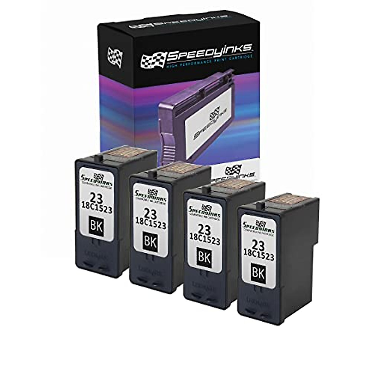 Speedy Inks Remanufactured Ink Cartridge Replacement for Lexmark 23 (Black, 4-Pack)