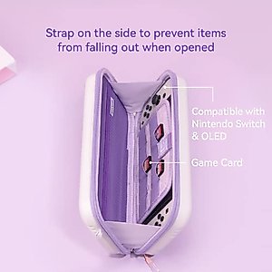 GeekShare Vintage Time Machine Carry Case Compatible with Nintendo Switch/Switch OLED - Portable Hardshell Large Capacity Travel Carrying Case fit Switch Console and Accessories(Purple)