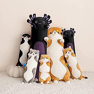 PEACH CAT Long Black Axolotl Plush Pillow Toy Cute Axolotl Stuffed Animal for Kids 27.5"