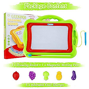 Geekper 16 Inch Magnetic Drawing Board with 5 Stamps, Erasable Writing Painting Drawing Sketch Pad, Toddler Toys for 3+Year Old Girls & Boys