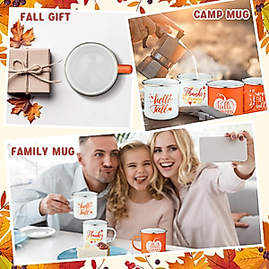 Suttmin 9 Pcs Fall Coffee Mugs Thanksgiving Enamel Mug Pumpkin Autumn Cup Hello Fall Give Thanks Sign 12 oz Camping Tea Orange White Cup Decor for Halloween Party (Pumpkin)