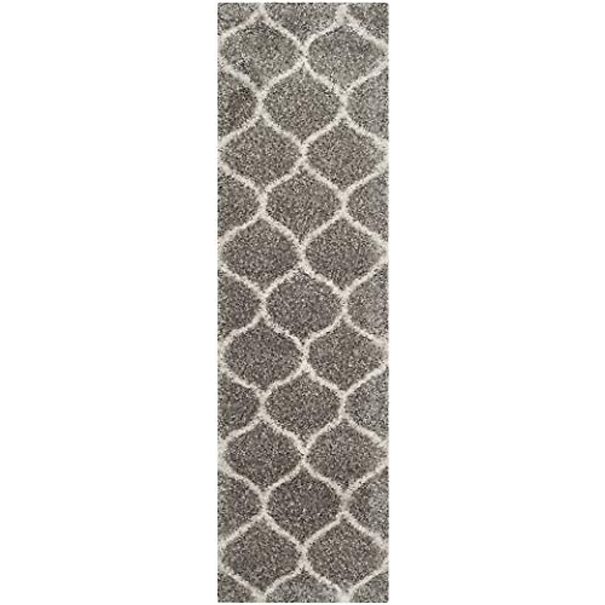 SAFAVIEH Hudson Shag Collection Accent Rug - 4' x 6', Grey & Ivory, Trellis Design, Non-Shedding & Easy Care, 2-inch Thick Ideal for High Traffic Areas in Entryway, Living Room, Bedroom (SGH280B)