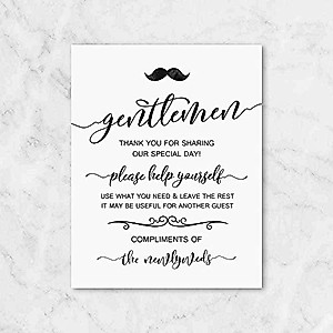 Wedding Bathroom Sign, Basket Signs, Women and Men Hospitality Basket, His and Hers Bathroom Signs, Help Yourself, 8x10 Inch Unframed, Set of 2