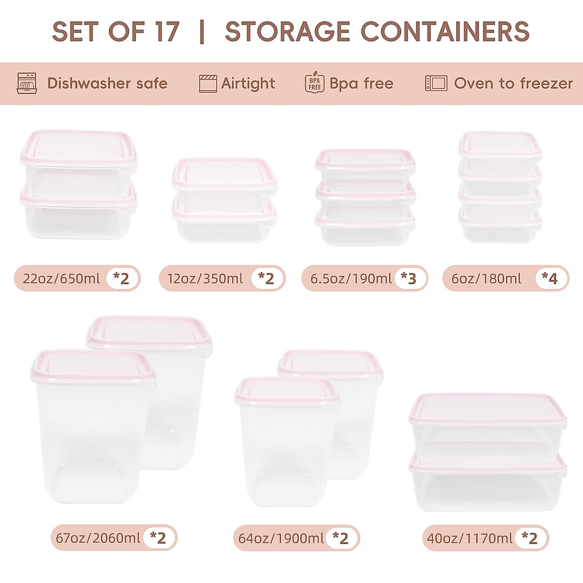 ECO-TOGO Plastic Food Storage Containers with Lids (17-Pack)
