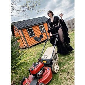 Changuan Sexy Feather Robes Long Fany Fur Tulle Maternity Robe for Photoshoot Sheer Lingerie Nightgown Bathrobe Sleepwear Wedding Scarf Black S/M