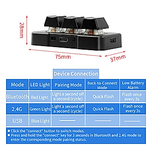 Mini 3 Key Keypad Mechanical Gaming Keyboard, USB/2.4G/Bluetooth RGB Backlit Mini Programmable Macro Keypad, One Handed HID Standard Keyboard