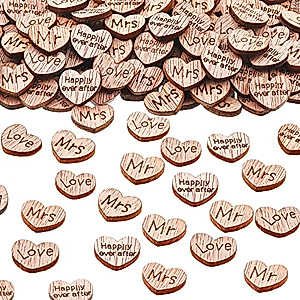 1000 Pieces Rustic Wedding Wood Heart Confetti Rustic Valentine Day Table Decorations Rustic Small Mr Mrs Love Wood Decoration Christmas Gift for Rustic Wedding Party Table Decor (Romantic Style)