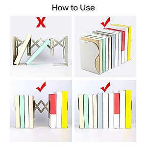 Deli Adjustable Bookend, Desk Magazine File Organizer Holder, Metal Book Ends for Heavy Books, Shelf, Office, Extends up to 19 inches, Creamy White