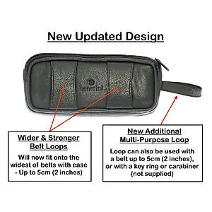 Soft Black Goat Leather Double Spectacle Glasses Case with Belt Loops/Key Ring Loop