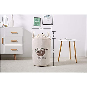 LifeCustomize Large Laundry Basket Hamper Slow Down Hanging Sloth Collapsible Drawstring Storage Baskets Nursery Baby