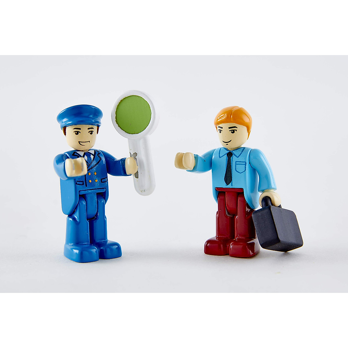 Hape E3728 Intercity Train Toy, Kids Train Toy Set with Accessories, 3 x Open/Close Magnetic Carriages, Passenger and Driver Figurines Included, Multicolor, 10.63" x 1.5" x 1.97", 7 Pack