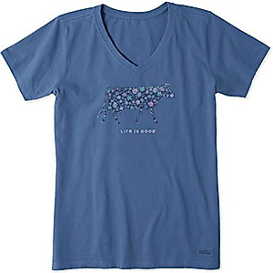 Life is good Womens Crusher, Vintage Blue, Medium