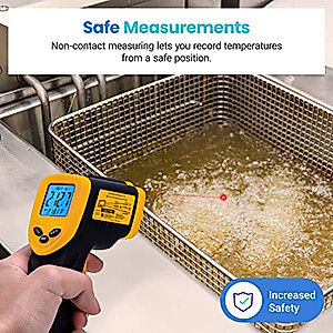 Etekcity Infrared Thermometer Upgrade 774, Heat Temperature Temp Gun for Cooking, Laser IR Surface Tool for Pizza, Griddle, Grill, HVAC, Engine, Accessories, -58°F to 842°F, Yellow