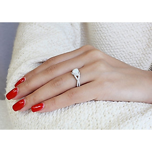 CloseoutWarehouse White Simulated Opal Cubic Zirconia Heart Swirl Design Ring Sterling Silver Size 11