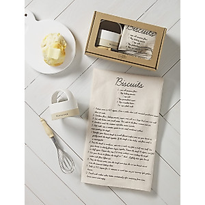 Mud Pie 41540016, towel 26" x 16 1/2" | whisk 7" | cutter 3 1/4" dia Boxed Biscuit Baking Set, Tan