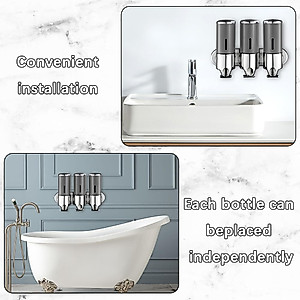 No-Drill 3 Pack 500ml Wall Mounted Soap Dispenser for Bathroom and Kitchen, Shampoo and Conditioner Dispenser Drill Free with Adhesive(Round-Grey)