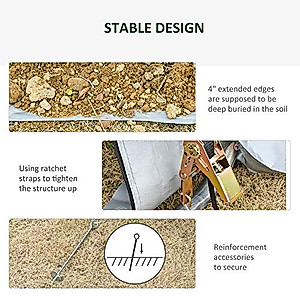 Outsunny 8'x6' Outdoor Storage Shelter with Rollup & Zipper Door, Heavy Duty Carport Shed for Motorcycle Garden Storage, Grey