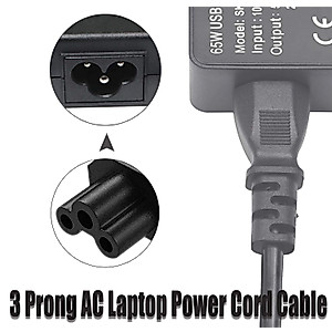 3 Prong Power Cord Replacement Power Cable for Computers, TVs, Monitors, LG LED LCD Smart 1080p HDTV,Samsung, Toshiba, Acer, Asus, Epson Printer AC Cable