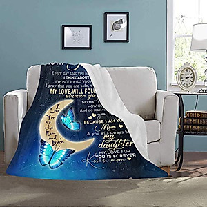 Personalized Fleece Blanket to My Daughter Everyday That You're not with Me I Think of You Best Gift for Daughter from Mom, Dad Great for Birthday Christmas Thanksgiving Graduation (Mom, Fleece)