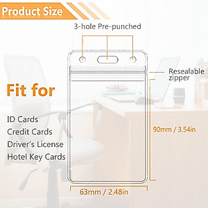 100 Pack Retractable Badge Reel Clips with 100 Pack Vertical ID Card Holders Retractable Badge Holders with Clip ID Badge Clips with Name Card Holder for Nurses Office School,Black