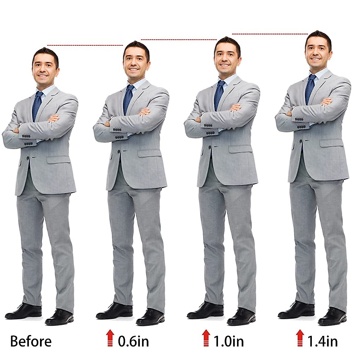 Dr. Foot's Height Increase Insoles, Heel Cushion Inserts, Heel Lift Inserts for Leg Length Discrepancies (0.6" Height, Black)